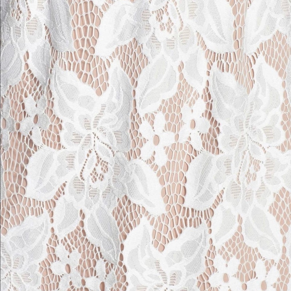 Adrianna Papell All White Lace Overlay Dress - Gem